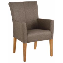 Armlehnstuhl Home Affaire, B:60cm H:92cm T:65cm, braun, Polyester, Esszimmer, St&uuml;hle, "King", Esszimmerstuhl mit bequemer Polsterung, Esszimmersessel