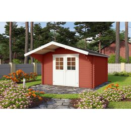 Gartenhaus Lasita Maja, rot, Massivholz, Gartenh&auml;user, "Viljandi 34", Blockbohlenhaus 34mm
