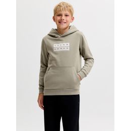 Jack & Jones Kinder Kapuzensweatshirt "JCOFUSION GRAPHIC SWEAT HOOD UNB SN JNR"vetiver detail:brushed, Gr. 140, JACK & JONES JUNIOR, bedruckt, angeraute