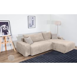 Ecksofa Collection AB, B:237cm H:41cm T:169cm, beige, 100%Polyester, Wohnzimmer, Sofas, "Pia L-Form, B: 237 cm", Schlaffunktion, Bettkasten & 2