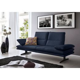 2-Sitzer W.Schillig, B:216cm H:94cm T:96cm, blau, Longlife Xtra-Leder Z59: Glattleder mit modischer Pr&auml;gung. Hautst&auml;rke 0, 9 - 1, 1 mm, Sofas,