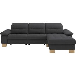 Ecksofa Home Affaire, B:280cm H:84cm T:184cm, grau, 100% Polyester, Wohnzimmer, Sofas, "Basel, mit vollmotorischem Relaxkomfort, Breite 283cm"