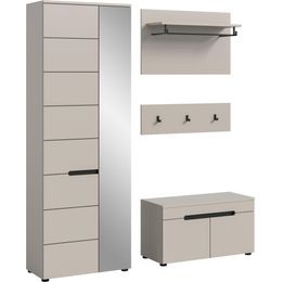 Garderoben-Set Home Affaire, B:160cm H:190cm T:37cm, beige, Holzwerkstoff, Flur, Kastenm&ouml;bel-Sets, "REHAT, TOPSELLER, 4-teilig, Breite 160cm,