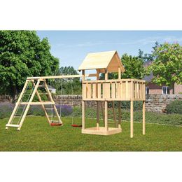 Karibu Kinderspielturm 'Lotti' naturbelassene nordische Fichte 107 x 291 x 107 cm
