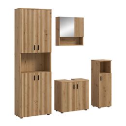 Badm&ouml;bel-Set Welltime, B:180cm H:192cm T:30cm, braun, Kastenm&ouml;bel-Sets, "MANI, 4-tlg. Badkombination, Paneeloptik", Bad-Kombination, Bad-M&ouml;bel,