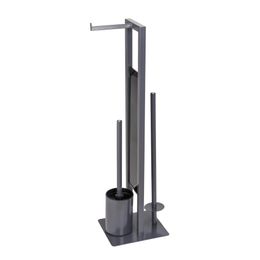 Wenko Stand WC-Garnitur 'Rivalta' 3-in-1 grau Standfu&szlig; aus Glas