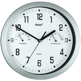 MEBUS Quarz-Wanduhr silbern &Oslash; 26 x 4 cm