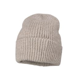 CAPO Damen Strickm&uuml;tze, beige, unifarben, Strick, Materialmix, M&uuml;tzen, Dezente Melange-T&ouml;ne, Grobstrick