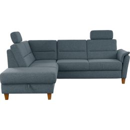 Ecksofa Home Affaire, B:236cm H:89cm T:212cm, blau, 100% Polyester;Struktur (100% Polyester);Luxus-Microfaser in Lederoptik (100% Polyester),