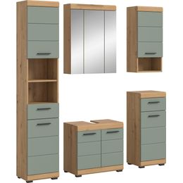 Badm&ouml;bel-Set Welltime, B:164cm H:191cm T:34cm, gr&uuml;n, Holzwerkstoff, MDF, Kastenm&ouml;bel-Sets, "SIENA, 5 teilig, bestehend aus:", Hochschrank, WBU,
