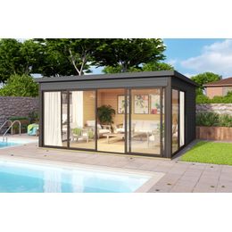Gartenhaus Lasita Maja, grau, Massivholz, Gartenh&auml;user, "DOMEO 5", 44 mm Wandst&auml;rke