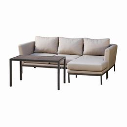 Loungem&ouml;belset 'Kaja' Aluminium hellgrau 3-teilig