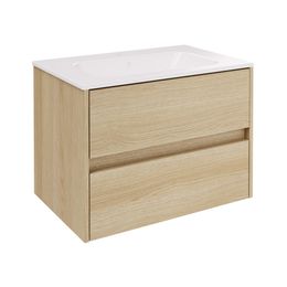 Fackelmann Waschbecken mit Unterschrank 'Compact Line' eichefarben 71 x 51,5 x 46,5 cm
