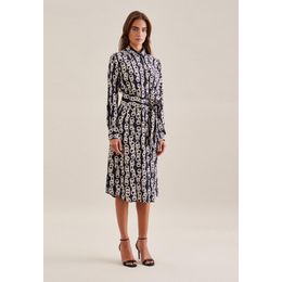 Seidensticker Damen Sommerkleid "Schwarze Rose", blau, Gr. 44, bedruckt, 100% Viskose, Kleider, 1/1 Kragen Kettenprint
