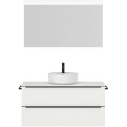 Badm&ouml;bel-Set Nobilia, B:120,3cm H:184,2cm T:48,5cm, wei&szlig;, Kastenm&ouml;bel-Sets, "Alvene", inkl. Spiegel mit Touch-Sensor, in vier Breiten