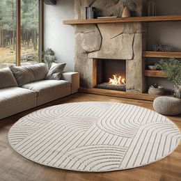 Teppich, H:7mm &Oslash;:160cm, beige, Ayyildiz Teppiche, Wohnzimmer, Teppiche, "HELIX 2201 , auch als L&auml;ufer und Rund erh&auml;ltlich", 3D-Effekt durch