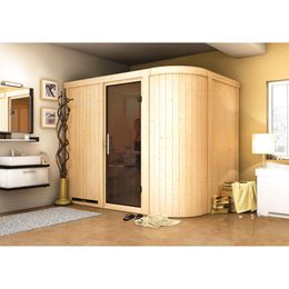 Karibu Elementsauna 'Amira 4' naturbelassen mit graphitfarbener T&uuml;r 231 x 170 x 198 cm