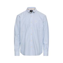 Camel Active Herren Streifenhemd, blau, Gr. S, gestreift, Web, Obermaterial: 97% Baumwolle, 3% Elasthan, Hemden, Langarm, mit Button-Down-Kragen
