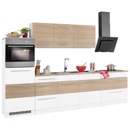 K&uuml;chenzeile KOCHSTATION, B:290cm T:60cm, wei&szlig;, Komplettk&uuml;chen-Sets, "KS-Trient", Breite 290 cm, wahlweise mit E-Ger&auml;ten, mit Arbeitsplatte
