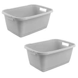 keeeper W&auml;schewanne "aenna, 2er Set, 65 x 44 x 28 cm, 52 l", 52 l, grau, W&auml;schesammler, praktische Griffe, platzsparend ineinander nestbar