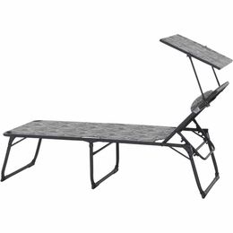 siena GARDEN Camping-Sonnenliege 'Natura' klappbar mit Sonnendach grau 69 x 43 x 200 cm