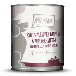 MjAMjAM Hundenassfutter 'Leckere Mahlzeiten' Hirsch & Wildschwein mit Preiselbeeren Adult 800 g