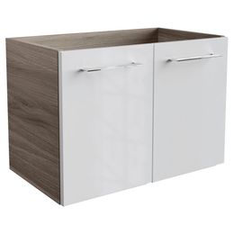 Fackelmann Waschbeckenunterschrank 'Lima' braun, wei&szlig; gl&auml;nzend 60 x 42 x 35 cm
