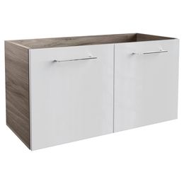 Fackelmann Waschbeckenunterschrank 'Lima' braun, wei&szlig; gl&auml;nzend 80 x 42 x 35 cm
