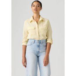 Levi's LEVI'S Damen Hemdbluse, gelb, Gr. M, Web, Obermaterial: 100% Baumwolle, Blusen, Krempel&auml;rmel mit Riegel
