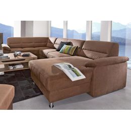 Sit & More Wohnlandschaft SIT & MORE, B:312cm H:85cm T:204cm, braun, NaturLeder in Sitz und R&uuml;cken, Korpus ist mit passendem Kunstleder