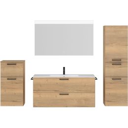 Badm&ouml;bel-Set Nobilia, B:230cm H:169cm T:48,7cm, braun, Kastenm&ouml;bel-Sets, "Tolvina", inkl. Spiegel mit Touch-Sensor, in vier Breiten