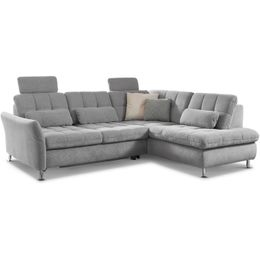 Ecksofa DIE PLANBAR, B:242cm H:87cm T:116cm, silber, 100% Polyester, Wohnzimmer, Sofas, "MP-IN20016 L-Form mit Federkern-Polsterung", wahlweise mit