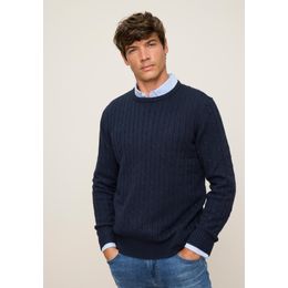 MAN'S WORLD MAN'S WORLD Herren Rundhalspullover "Neue Kollektion Highlight allover Zopfmuster", blau, Gr. L, Zopfmuster, Strick, Obermaterial: 100% Polyacryl,