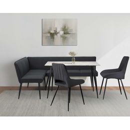 Eckbankgruppe OTTO HOME, B:120cm H:76cm T:80cm, grau, MDF, Metall, Stoff, K&uuml;che, Sitzm&ouml;bel-Sets, "Danny/Ianna/Derrek", Sitzgruppe, Eckbank und St&uuml;hle