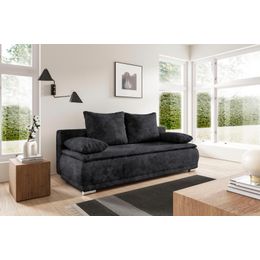 Schlafsofa WERK2, B:206cm H:88cm T:91cm, grau, 100% Polyester, Jugendzimmer, Sofas, "Biggi 206 cm komfortabel und modern", Boucl&eacute;, Schlaffunktion,