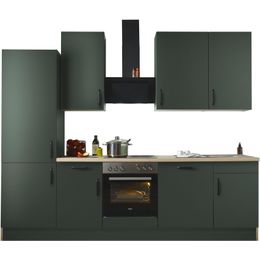 Wiho-K&uuml;chen K&uuml;chenzeile WIHO K&Uuml;CHEN, B:280cm T:60cm, gr&uuml;n, Komplettk&uuml;chen-Sets, ""Simi", mit verstellbaren F&uuml;&szlig;en, Breite 280 cm", wahlweise mit E-Ger&auml;ten,
