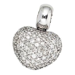 Jobo Damen Herzanh&auml;nger "Anh&auml;nger Wei&szlig;goldanh&auml;nger Herz 19 mm", SI = kleine Einschl&uuml;sse, Diamanten Wei&szlig;gold 585, silber, Diamanten, Wei&szlig;gold 585,