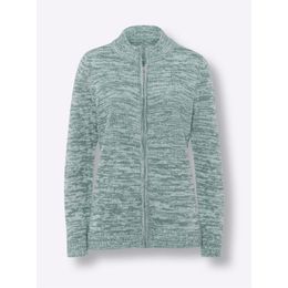 WITT Damen Strickjacke mit Rei&szlig;verschluss, jade-ecru-meliert, Gr&ouml;&szlig;e 38