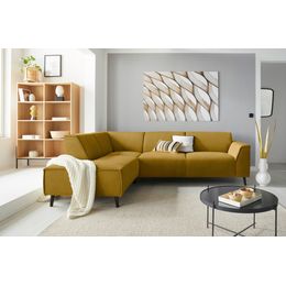 Ecksofa DOMO collection, B:263cm H:81cm T:191cm, gelb, Wohnzimmer, Sofas, "Amora, bequem und zeitlos, L-Form", mit Federkern, Fu&szlig;h&ouml;he passend f&uuml;r