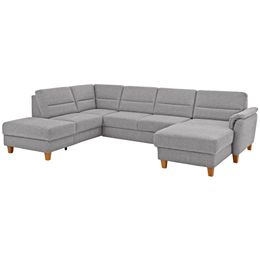 Wohnlandschaft Home Affaire, B:308cm H:89cm T:212cm, silber, 100% Polyester;Struktur (100% Polyester);Luxus-Microfaser in Lederoptik (100%