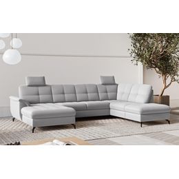 Sit & More Wohnlandschaft SIT & MORE, B:319cm H:92cm T:212cm, grau, 95% Polyester 5% Polyamid, Sofas, "Zora", wahlweise mit Schlaffunktion und Bettkasten