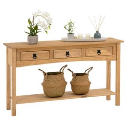 CARO-M&ouml;bel CARO-M&ouml;bel Konsolentisch, Natur, Holz, Kiefer, Vintage, 126x73x35 cm, Wohnzimmer, Wohnzimmertische, Konsolentische