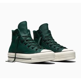 Converse Damen Sneaker "CHUCK TAYLOR ALL STAR LIFT PLATFORM WATER-REPELLENT", Gr. 41,5, gr&uuml;n, Leder, Schuhe, wasserabweisendes Leder