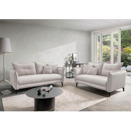 Sitzgruppe Home Affaire, B:255cm H:94cm T:110cm, beige, 93% Polyester, 7% Polyamid, Wohnzimmer, Sitzm&ouml;bel-Sets, "Lazio modern und bequem, schmale