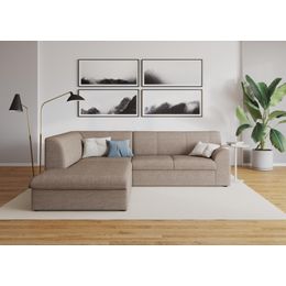 Ecksofa DOMO collection, B:237cm H:78cm T:200cm, braun, Wohnzimmer, Sofas, "Topper zeitlos elegant, kompakte Stellma&szlig;eL-Form", mit Ottomane,