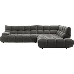 Ecksofa Home Affaire, B:324cm H:85cm T:211cm, grau, 95% Polyester, 5% Nylon, Wohnzimmer, Sofas, "Cozy Bubble, mit klappbarer Armlehne, Breite 324
