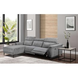 Ecksofa OTTO HOME, B:261cm H:97cm T:179cm, grau, 100% Polyester, Wohnzimmer, Sofas, "LUND Cord, L-Form, 261 cm, man. o. elektr. Relaxfunktion (mit