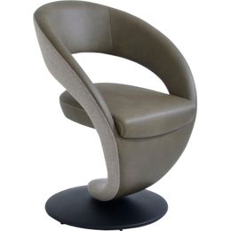 K+w Komfort & Wohnen Esszimmerstuhl, B:62cm H:86cm T:61cm, gr&uuml;n, K+W KOMFORT & WOHNEN, St&uuml;hle, "Wave, Drehstuhl, Polsterstuhl", Design-Drehstuhl, Drehteller in Metall