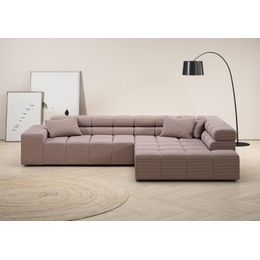 Ecksofa Home Affaire, B:319cm H:70cm T:215cm, rosa, Struktur (85% Polyester, 15% Viskose);Luxus-Microfaser weich (98% Polyester, 2% Nylon);Velours