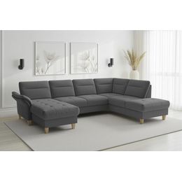Sit & More Wohnlandschaft SIT & MORE, B:292cm H:90cm T:212cm, grau, 95% Polyester 5% Polyamid, Sofas, "Pamela U-Form, B: 292 cm, optional Schlaffunktion &